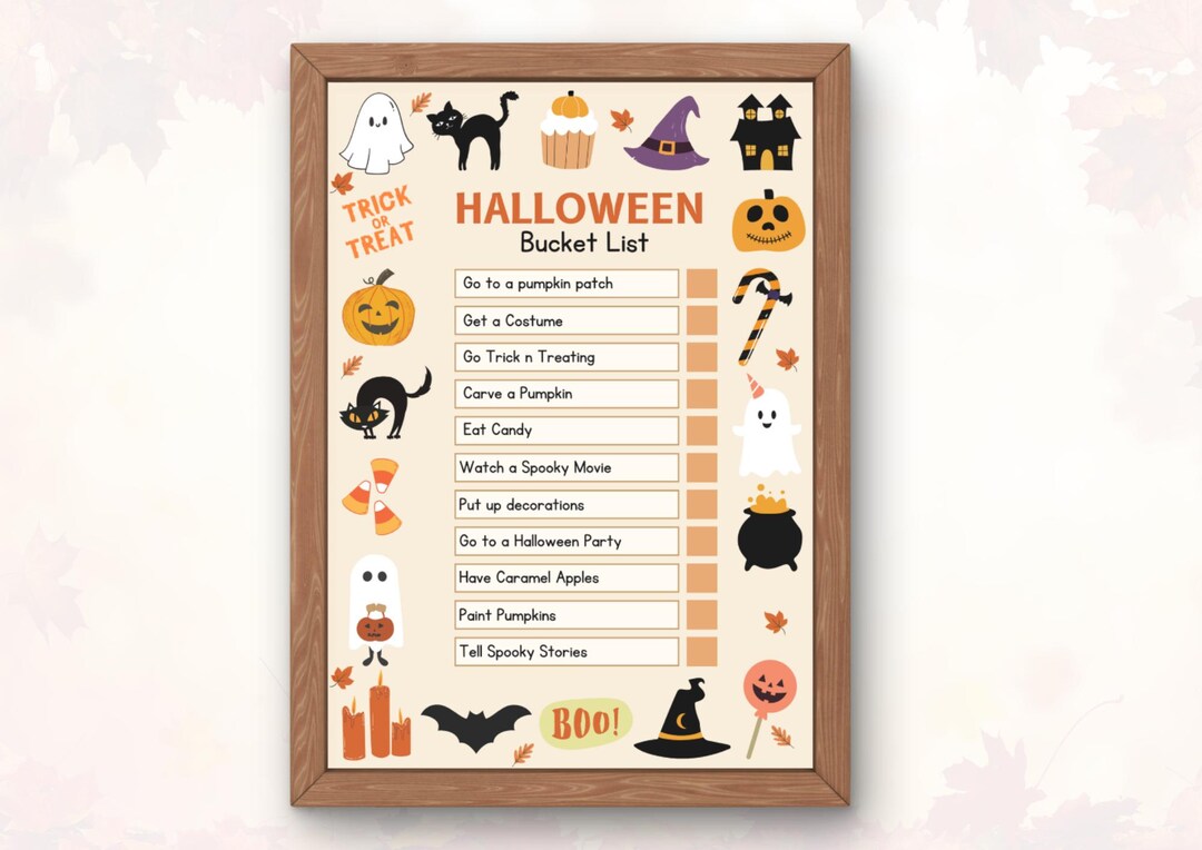 Printable Spooky Halloween Bucket List Fun & Frightful Activities ...