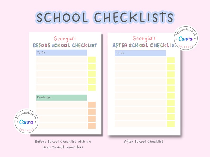 Printable School Checklist Daily Routine Organizer To-do - Etsy