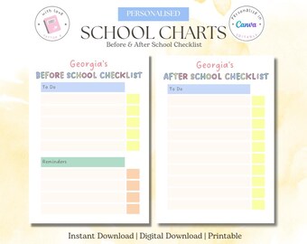 Printable School Checklist, Daily Routine Organizer, To-do List ...