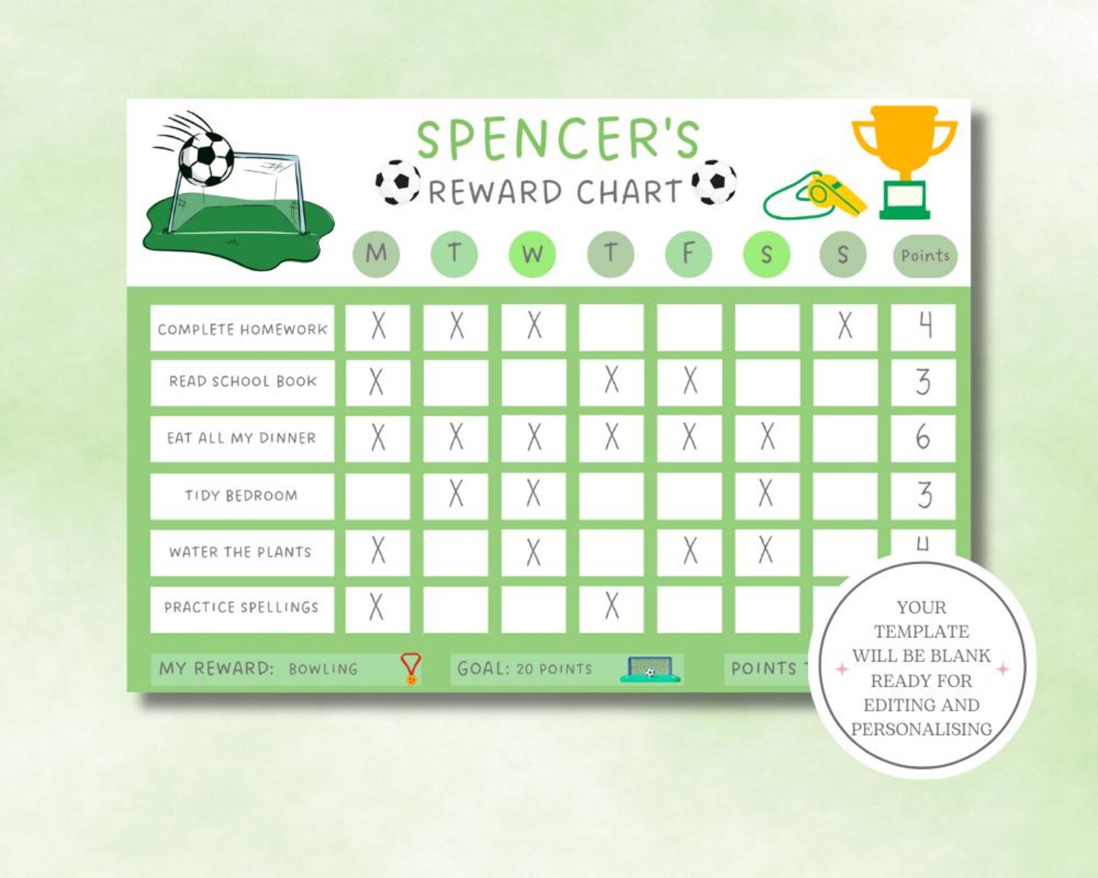 Editable Chore Chart, Printable Chore Chart, Kinds Chart Printable ...