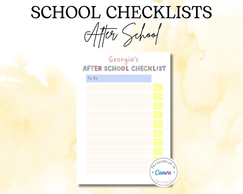 Printable School Checklist, Daily Routine Organizer, To-do Printable ...