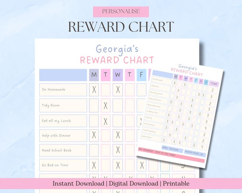 Editable Chore Chart, Printable Chore Chart, Kids Rewards Chart ...
