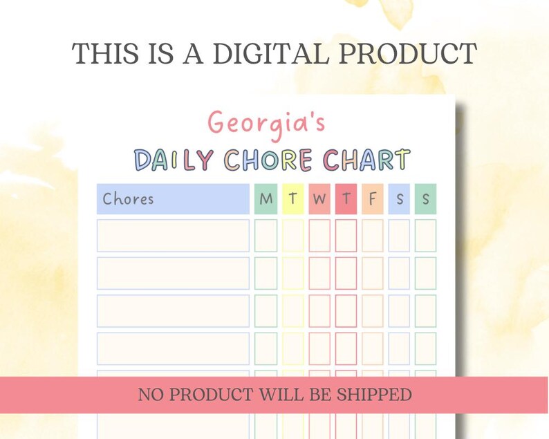 Printable Editable Colourful Daily Chore Chart Fun & Organized Kids ...