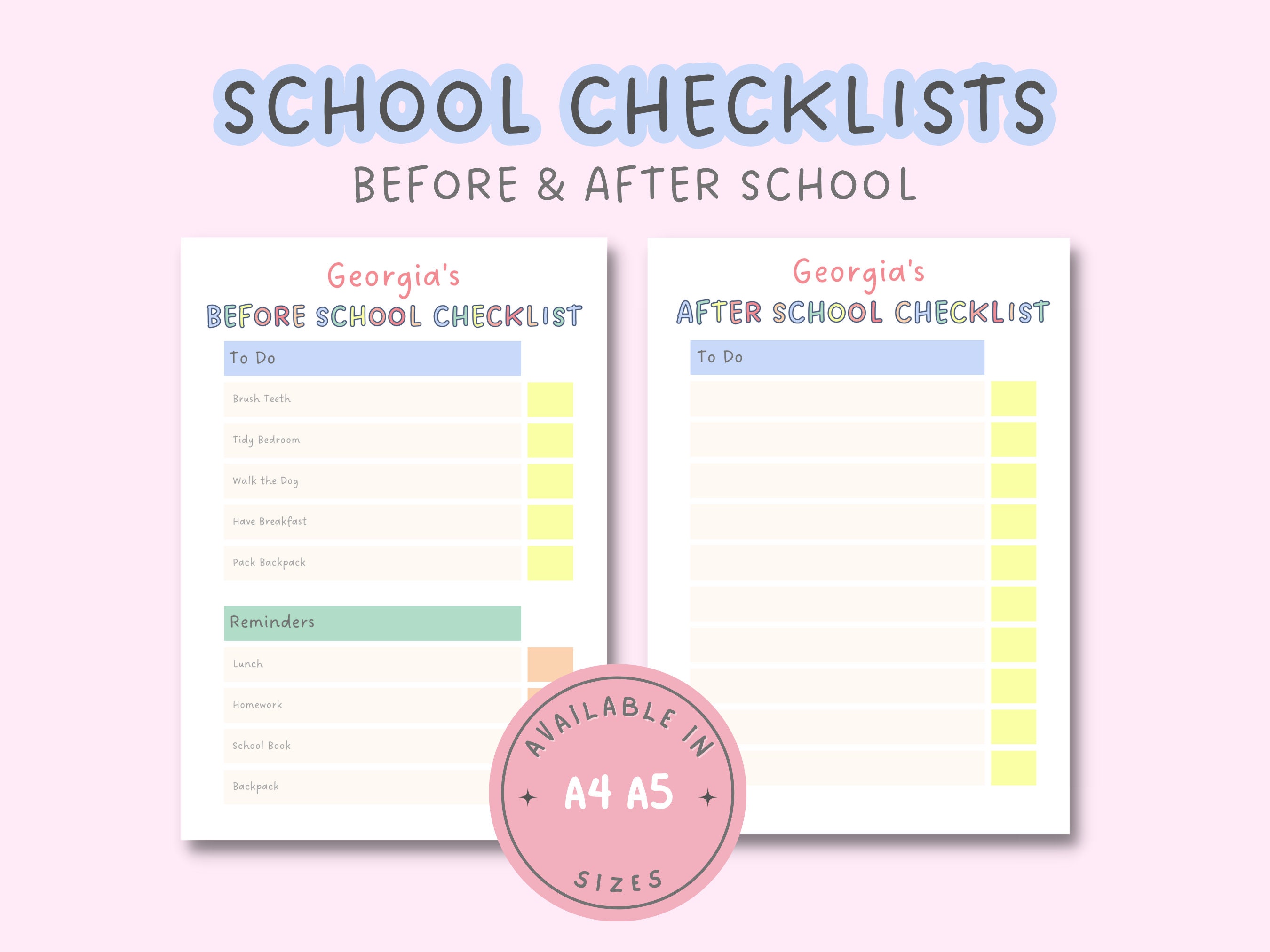 Printable School Checklist Daily Routine Organizer To-do - Etsy