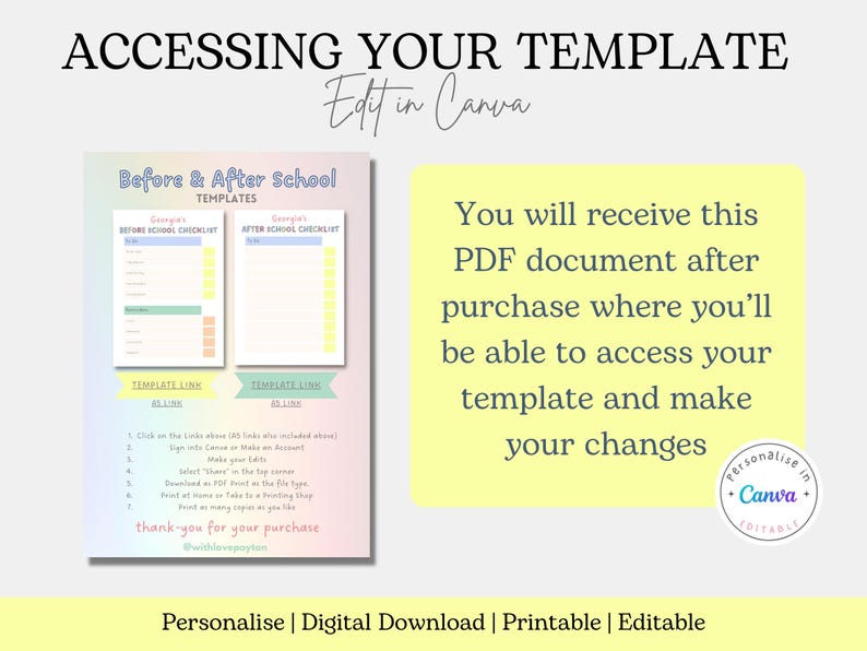 Printable School Checklist, Daily Routine Organizer, To-do Printable ...