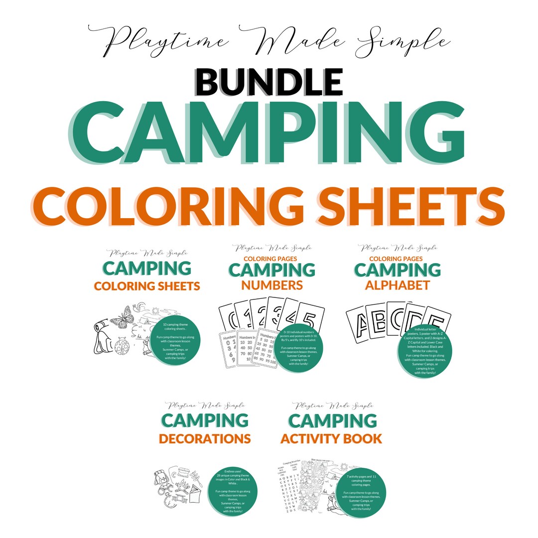 Camping Coloring Sheets Bundle, Printable, Kids, Coloring, Coloring ...