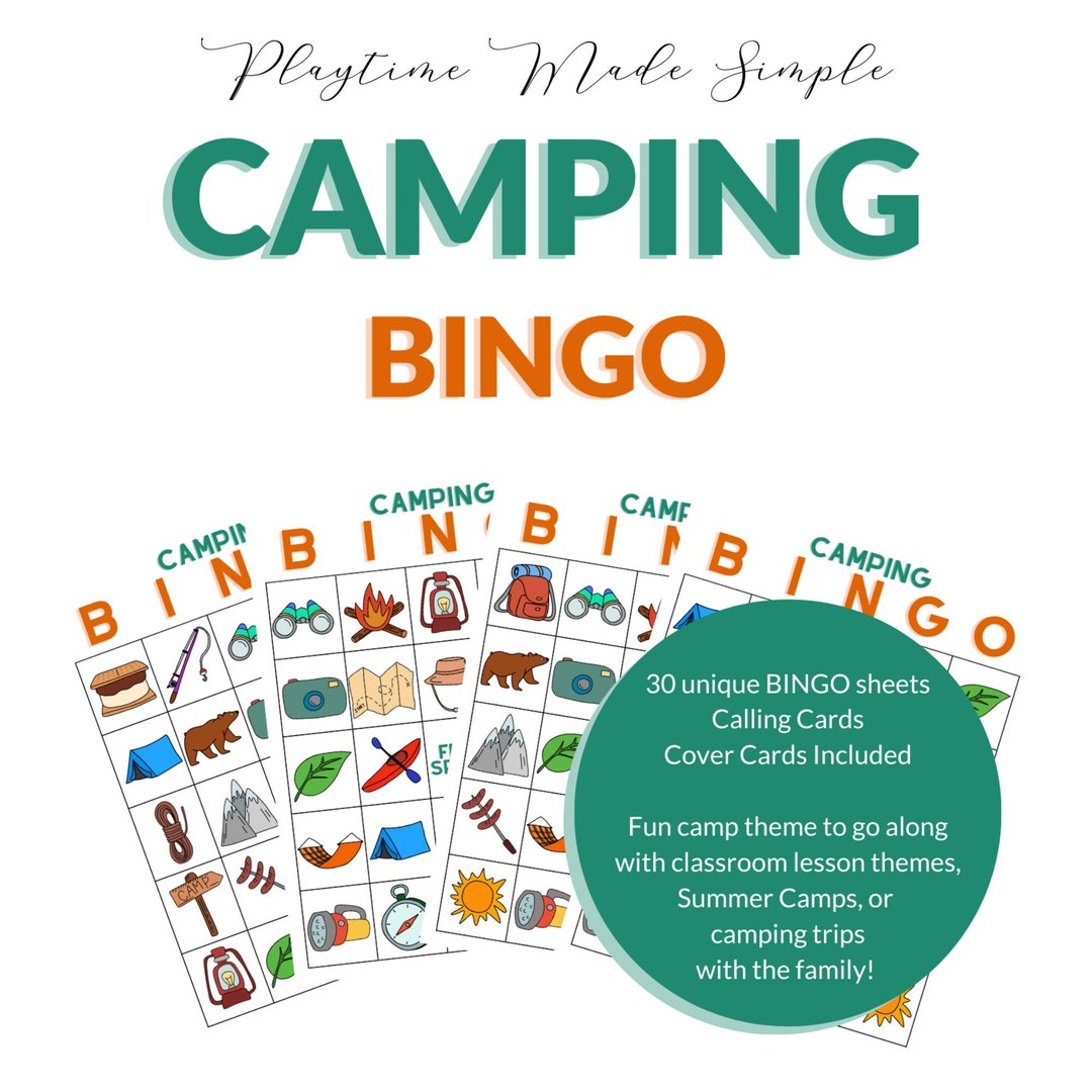 Camping Bingo, Printable, Kids Game, Bingo Party Games, Games, Instant ...