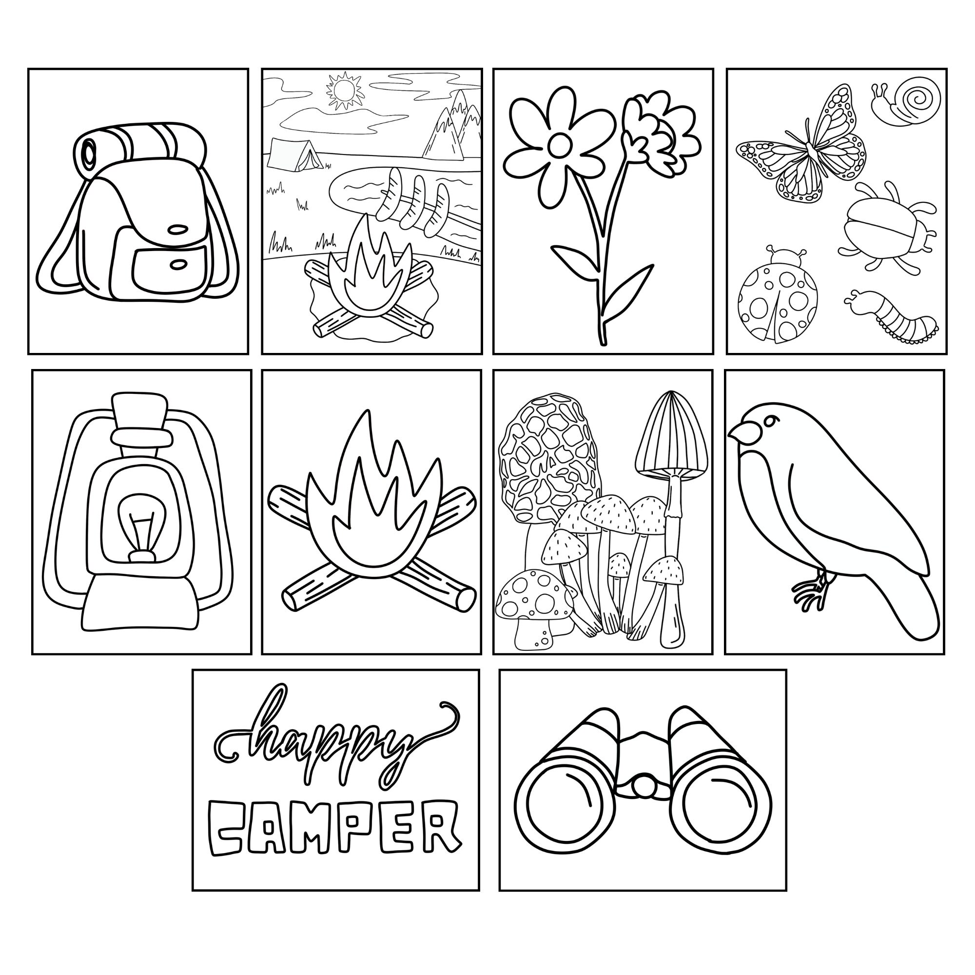 Camping Coloring Sheets Bundle, Printable, Kids, Coloring, Coloring ...