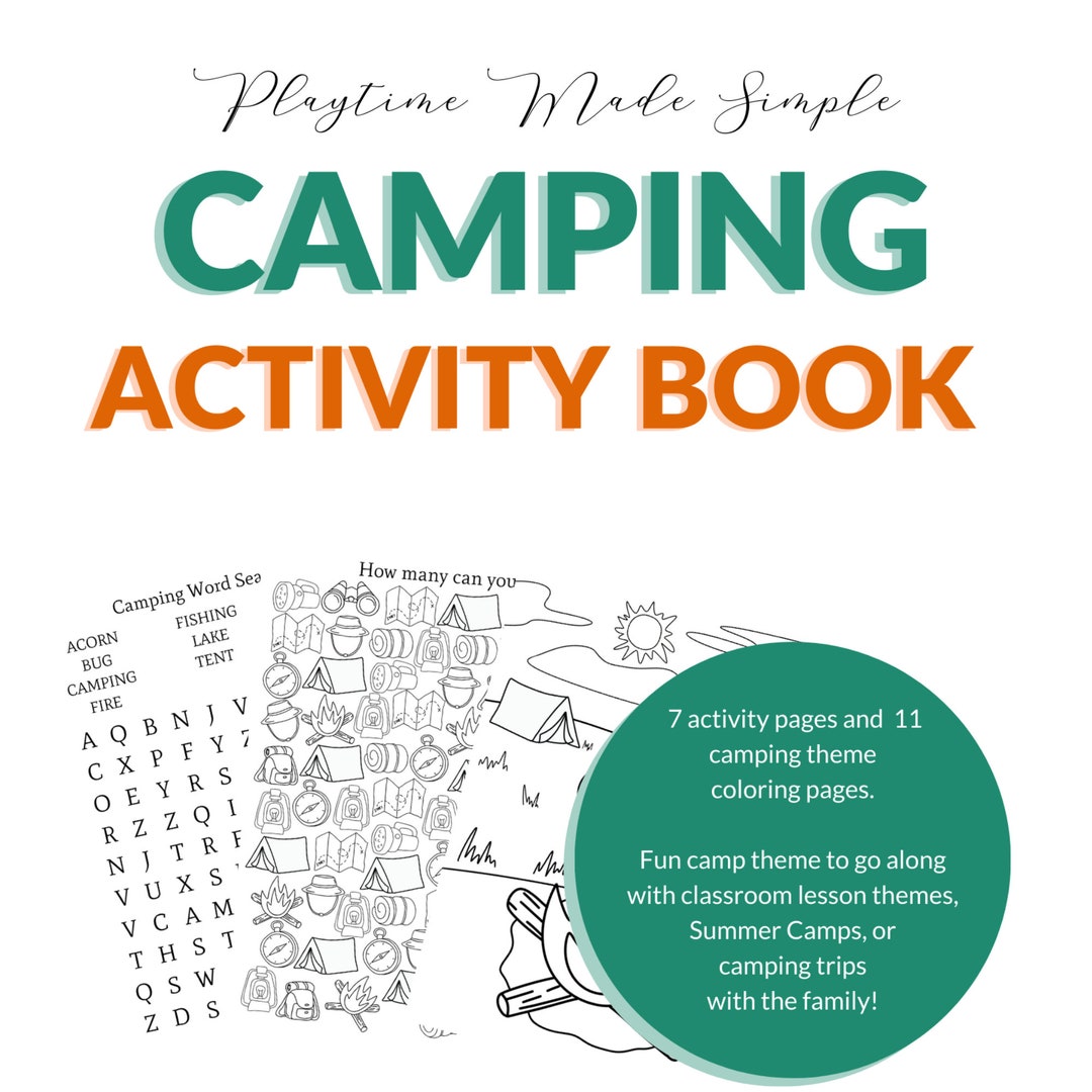 Activity Book Camping, Printable, Kids Game, Coloring, Word Search ...