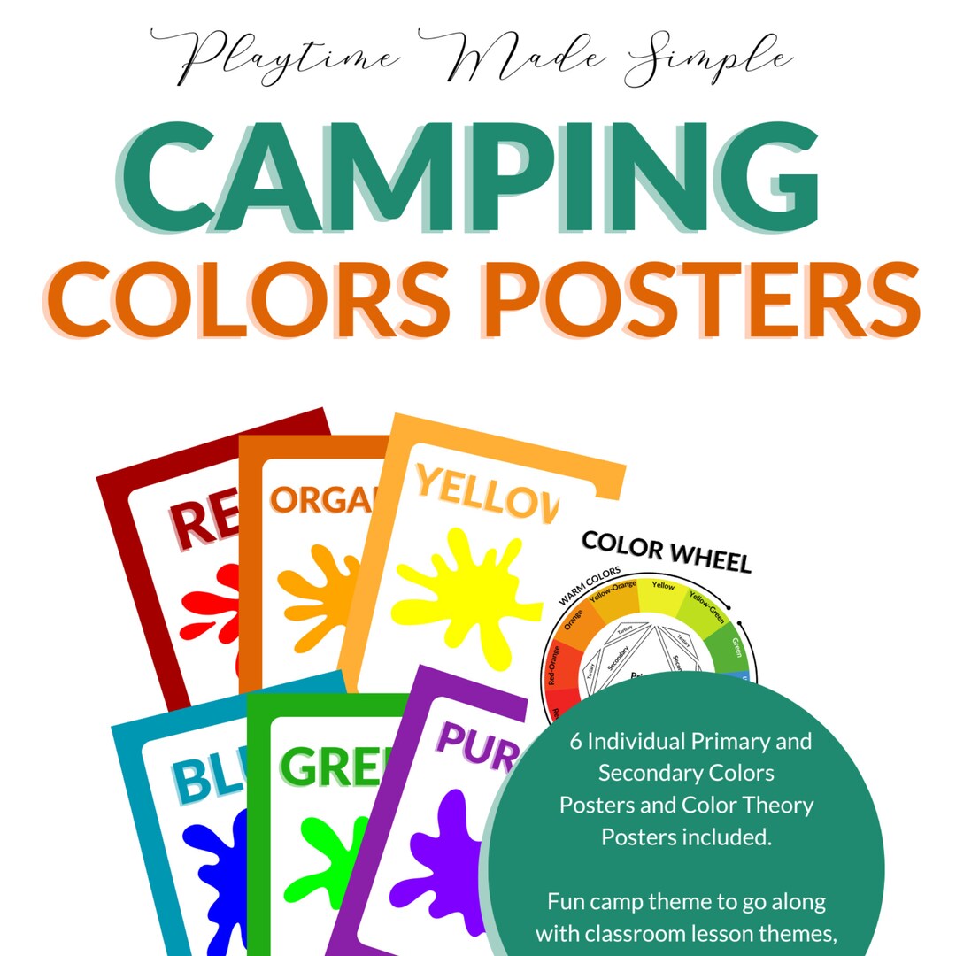 Colors Posters Camping, Color Theory Printable, Kids Game, Coloring ...