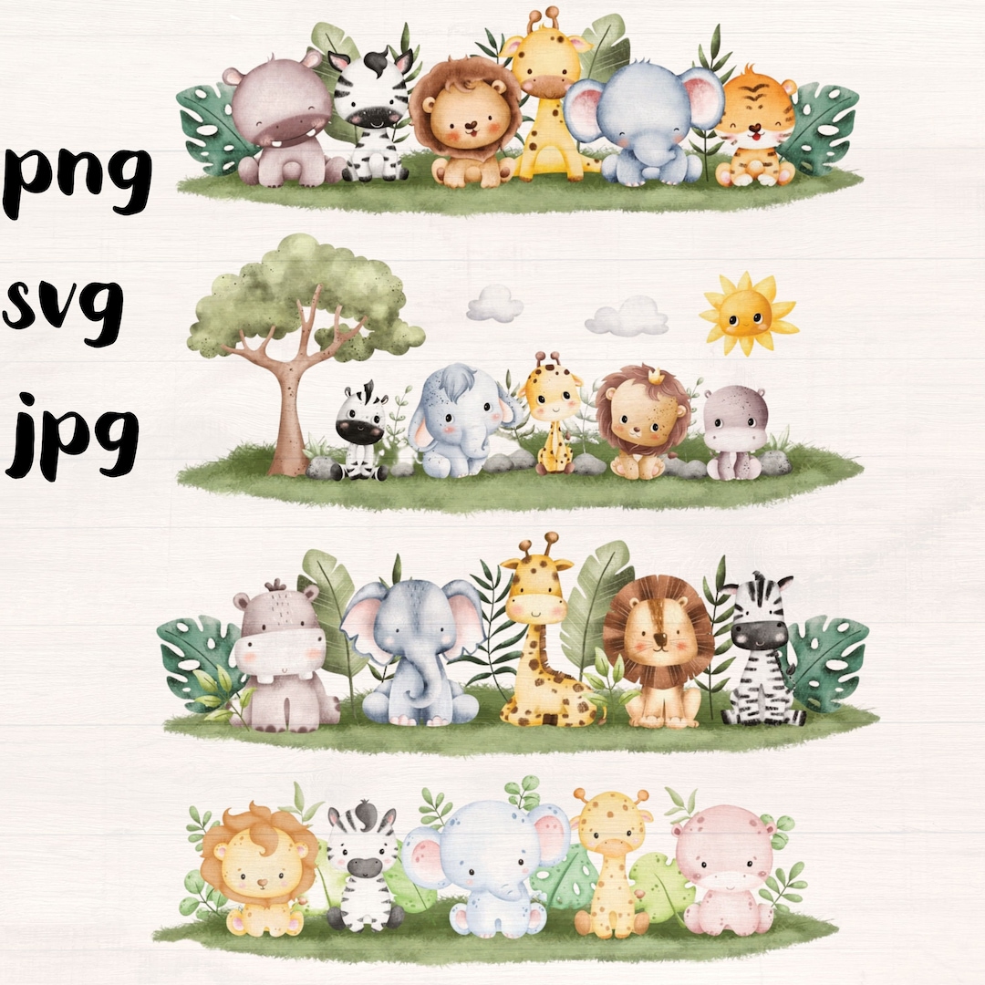 Cute Safari Baby Animals SVG Bundle African Jungle Animal Cut - Etsy