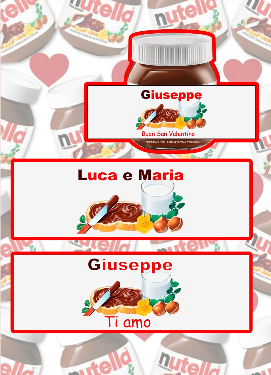 Personalized Nutella Label, Printable Sticker, Valentine's Day Gift - Etsy