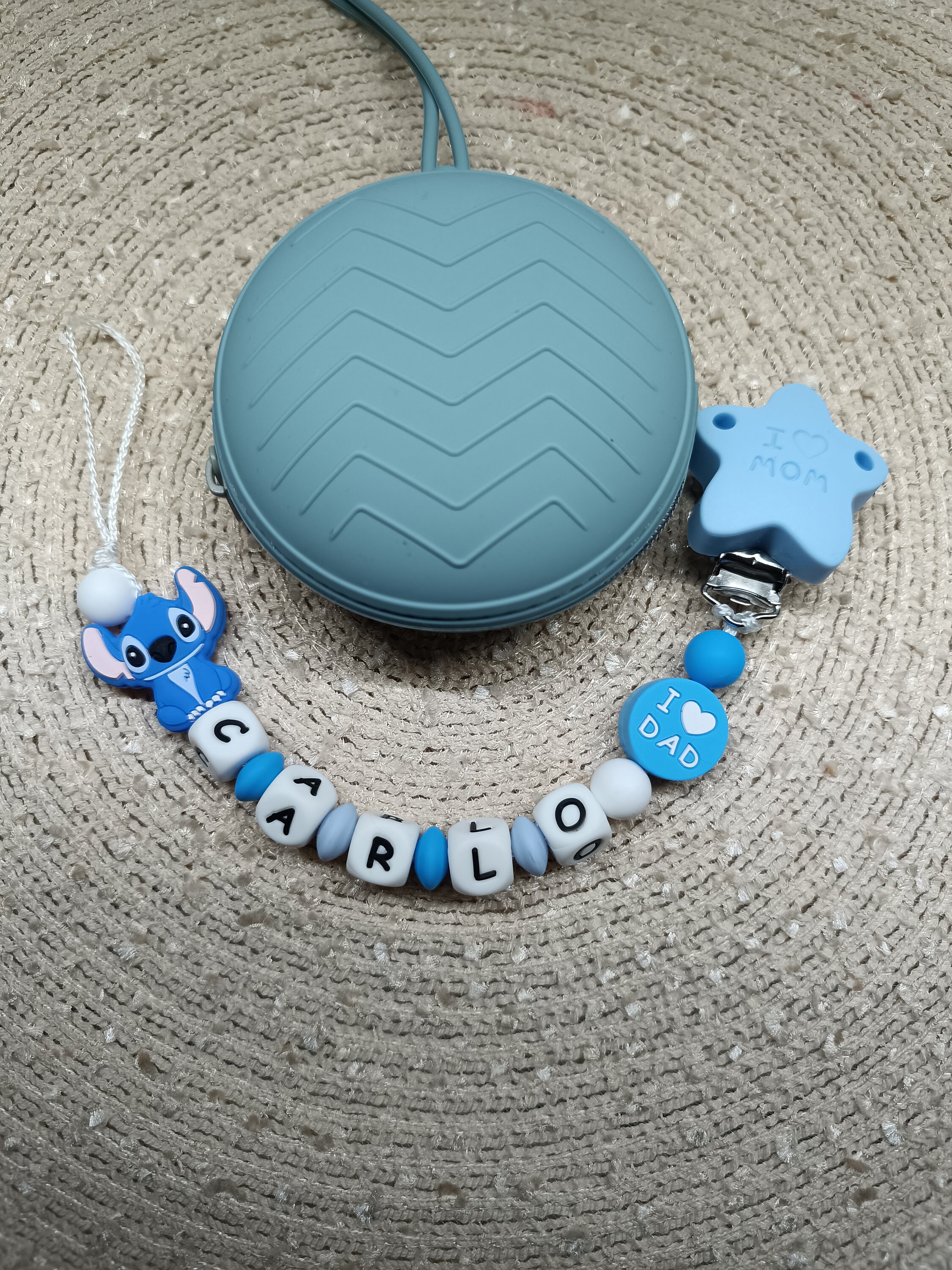 Catenella portaciuccio,personalizzata, portaciuccio con nome,stich ...