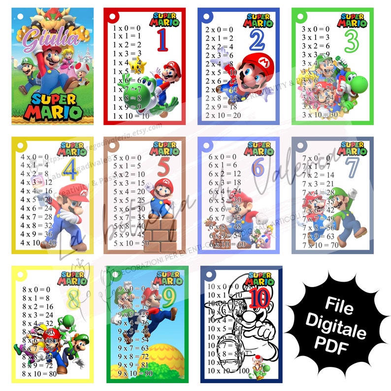 Personalized Super Mario Math Times Tables - Etsy