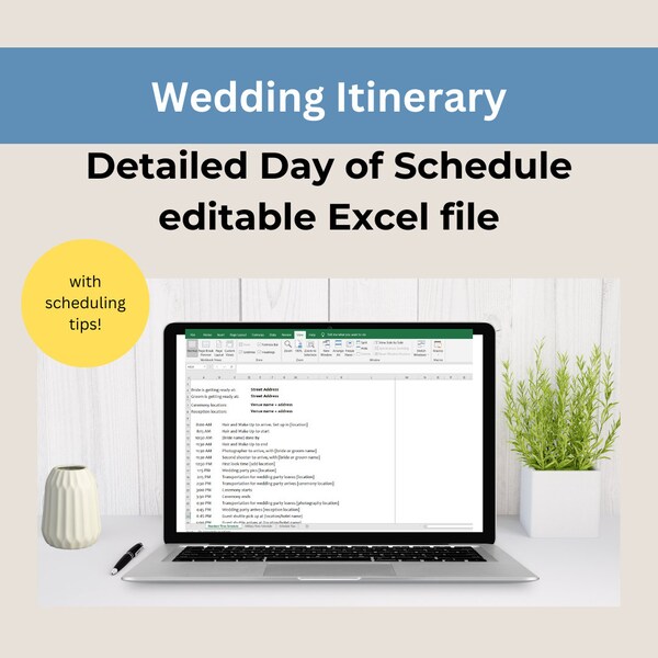 Wedding Timeline Schedule Excel - Etsy