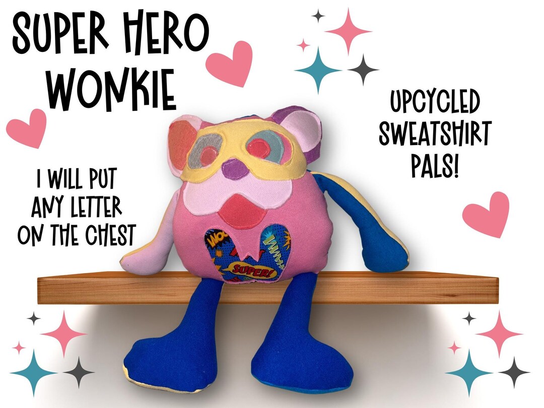 Super Hero Plushie Upcycled Stuffed Animal OOAK Gift for Kid Super Hero ...