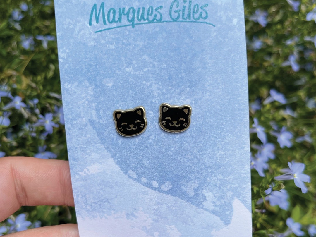 Cute Black Cat Enamel Earrings | Black Cat Earring | Cat Jewelry | Pet ...