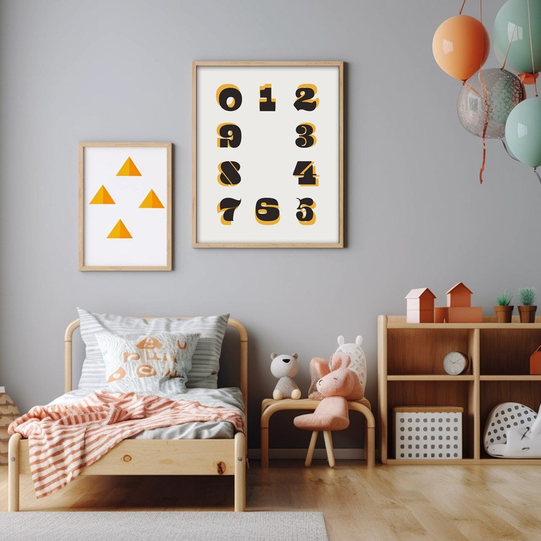 Numbers Nursery Poster, Printable Bauhaus Style in Quirky Fonts - Etsy