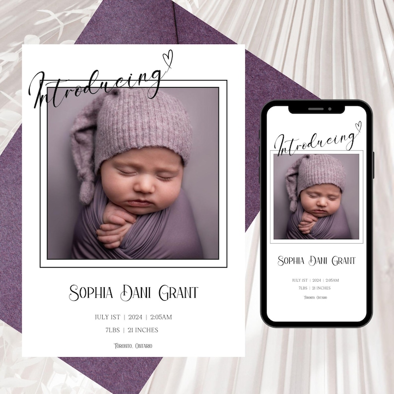 Newborn Birth Announcement Template: Animated Digital Card (PDF) - Etsy