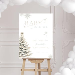 Winter Baby Shower Welcome Sign Gender Neutral, Printable Baby It's ...