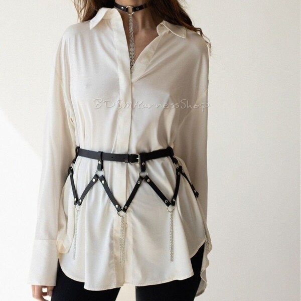 Leather Harness With Chain - Etsy