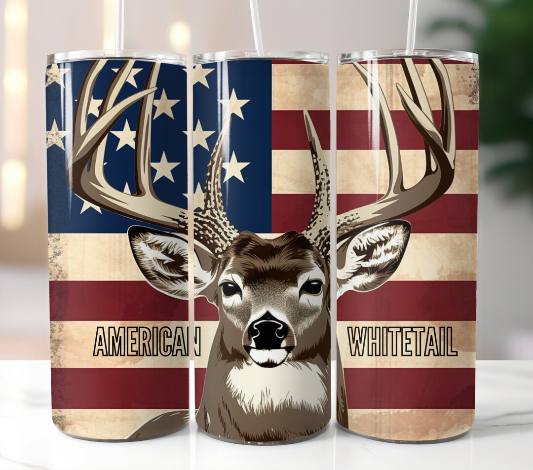 American White Tail Big Buck Tumbler Wrap PNG, 20oz Skinny Tumbler ...