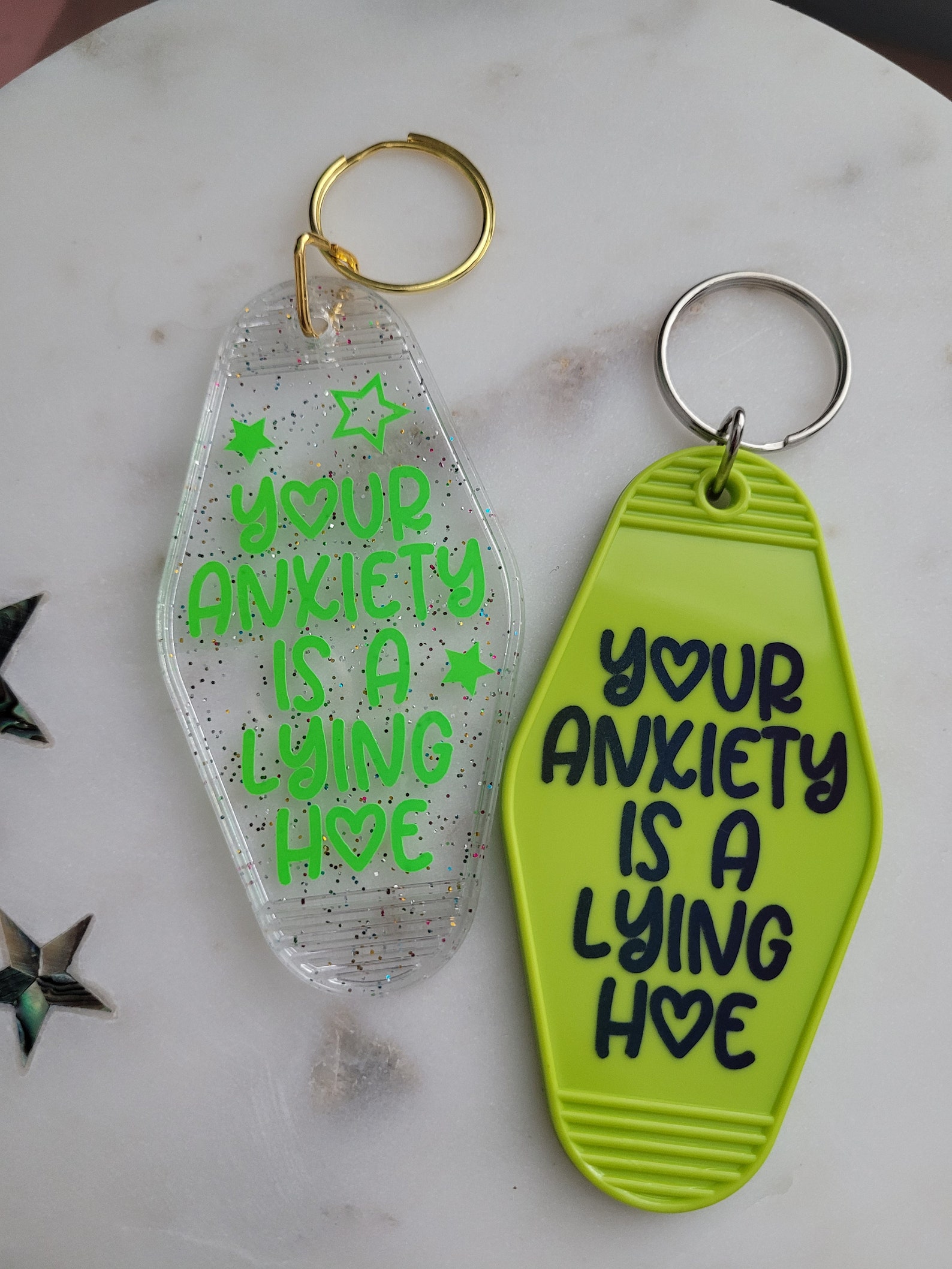 Retro Motel Hotel Customized Keychain Your Anxiety is a Lying H0e - Etsy