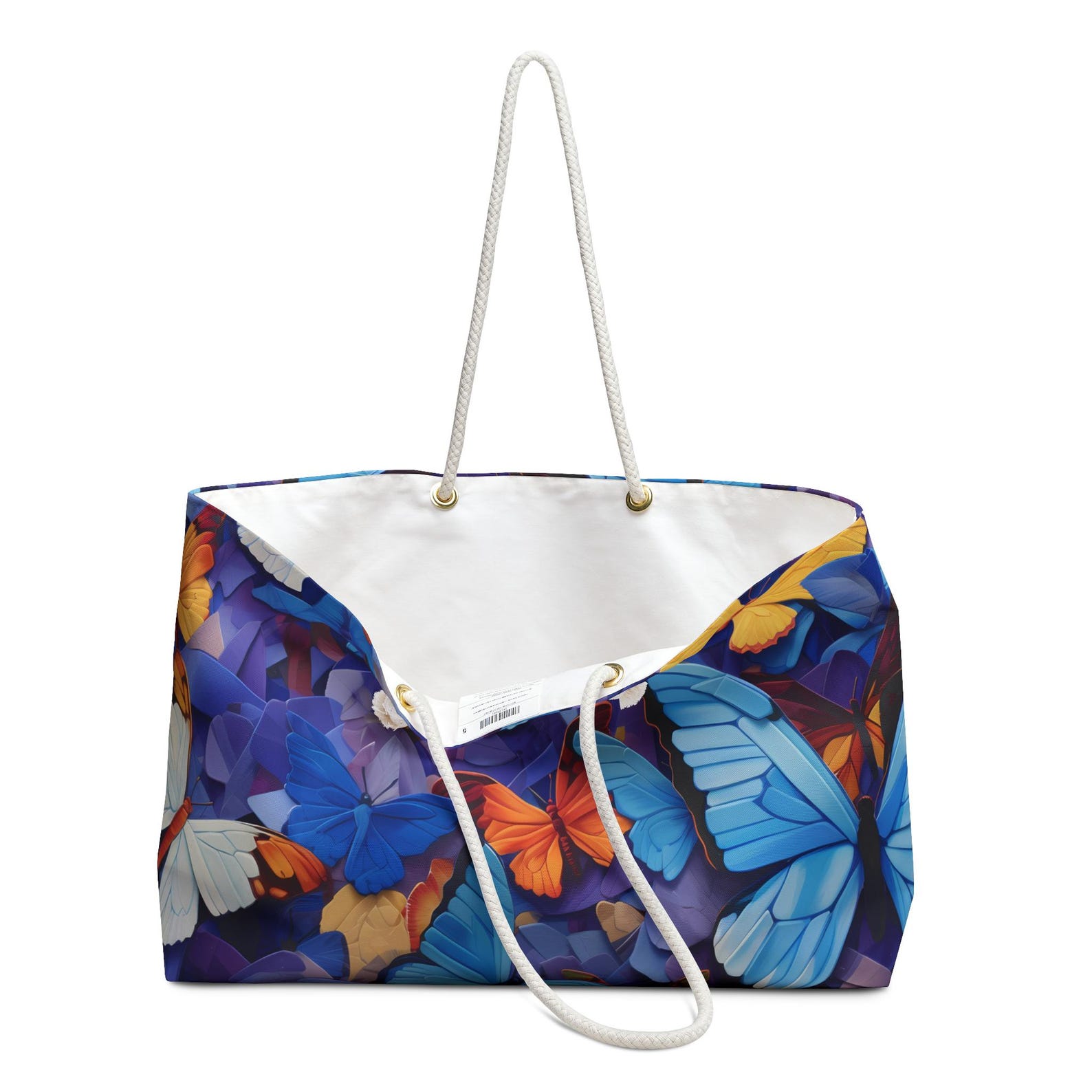 Fluttering Elegance Blue Butterfly Weekender Bag - Large Travel Tote ...