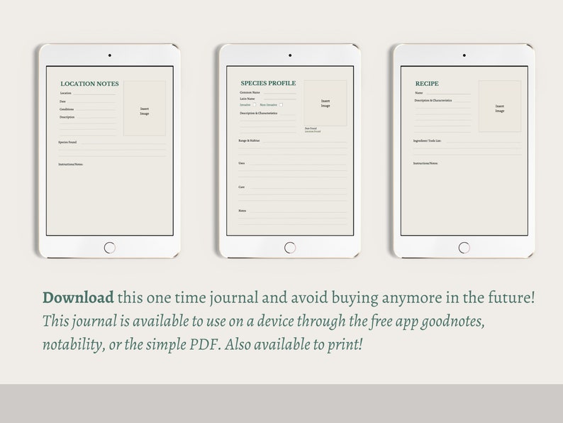 Classy Foraging Journal Digital Printable Plant Recipe Journal, Great ...