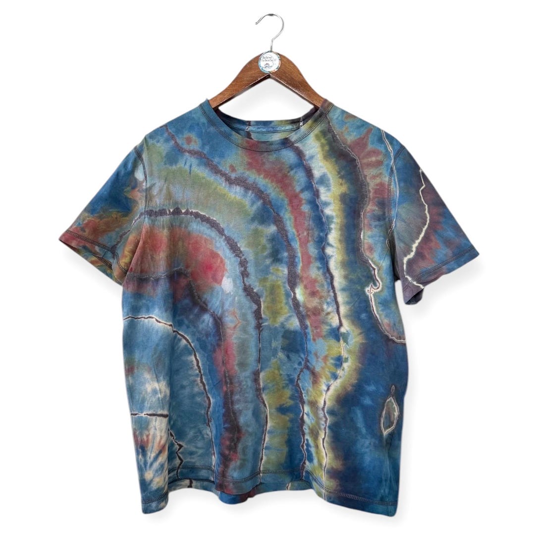 MEDIUM Blue Water Earthy Organic Geode Tie Dye, Adult Unisex Handmade T ...