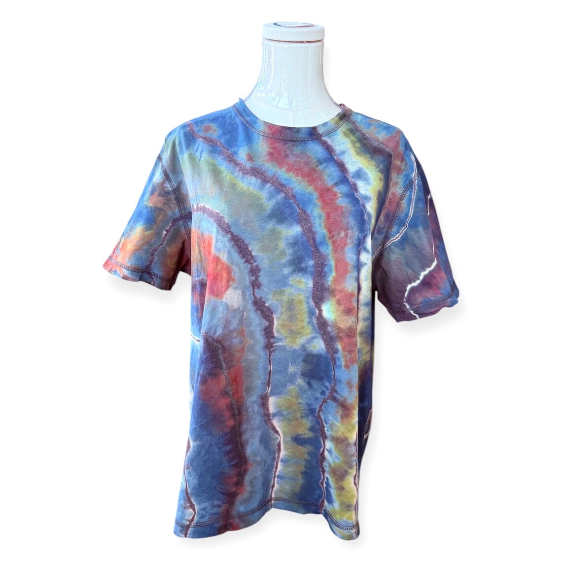 MEDIUM Blue Water Earthy Organic Geode Tie Dye, Adult Unisex Handmade T ...