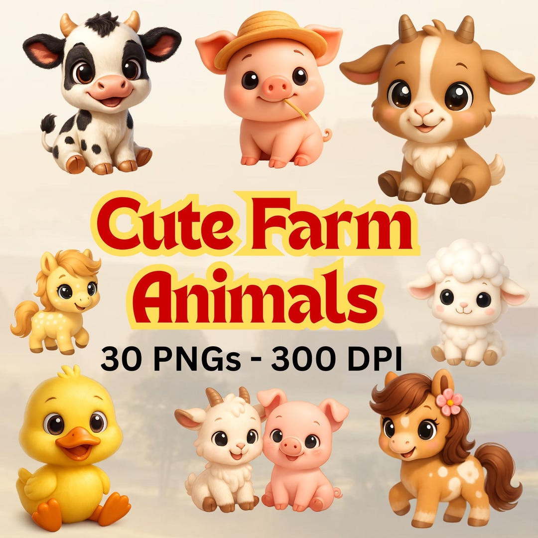 Baby Farm Animal Clipart Farm Animal Clipart Baby Animals Clipart Cute ...