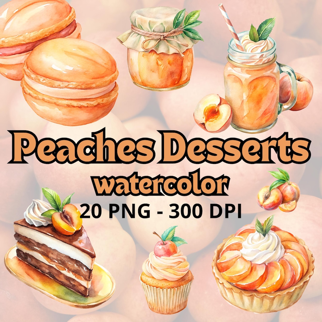Watercolor Peach Clipart Fruit Clipart Peach Baby Shower Digital ...