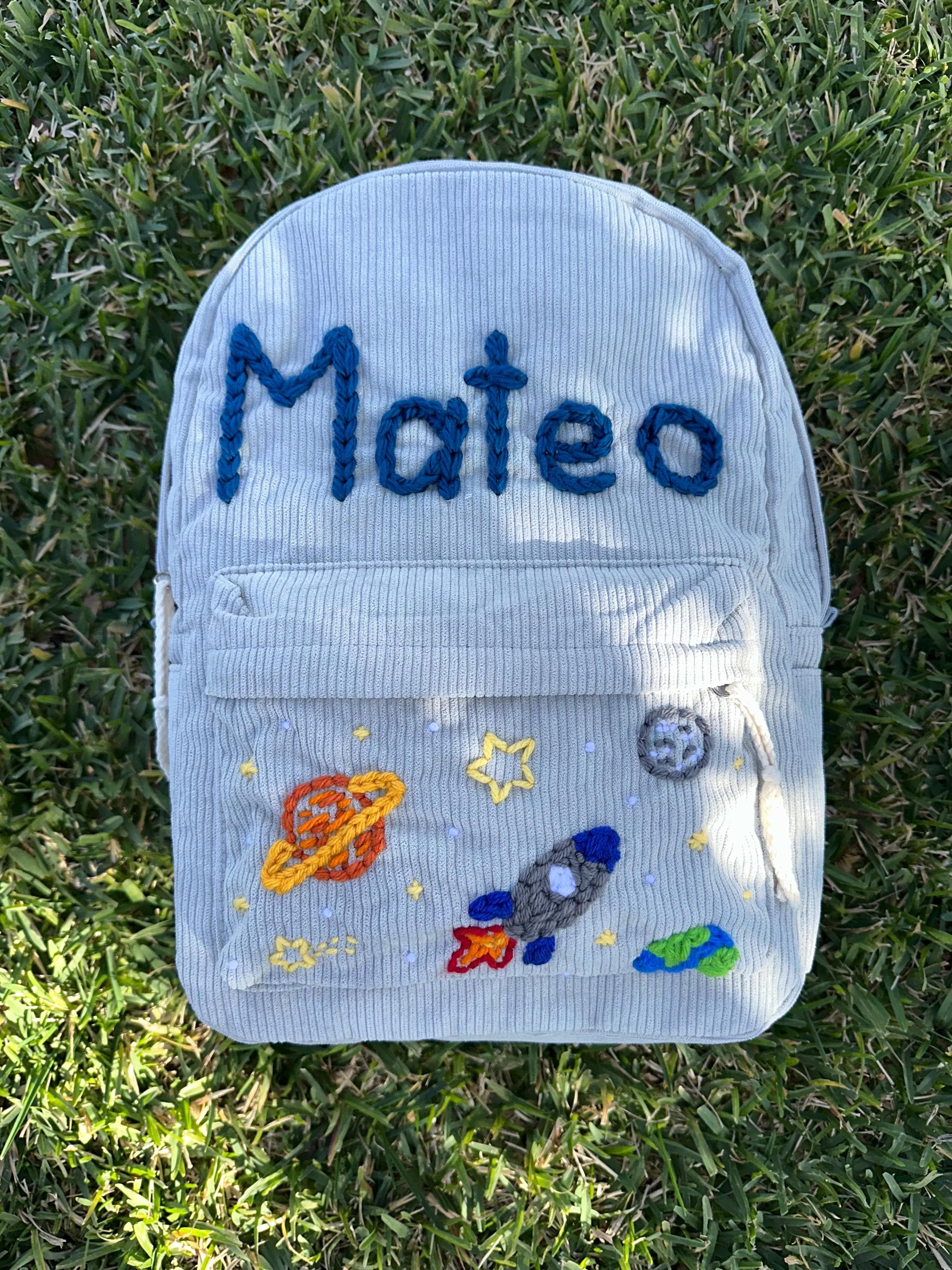 Hand Embroidered Name and Design Backpack - Etsy