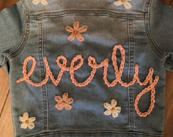 Personalized Custom Jean Denim Name Jacket, Chenille, Letter, Baby ...