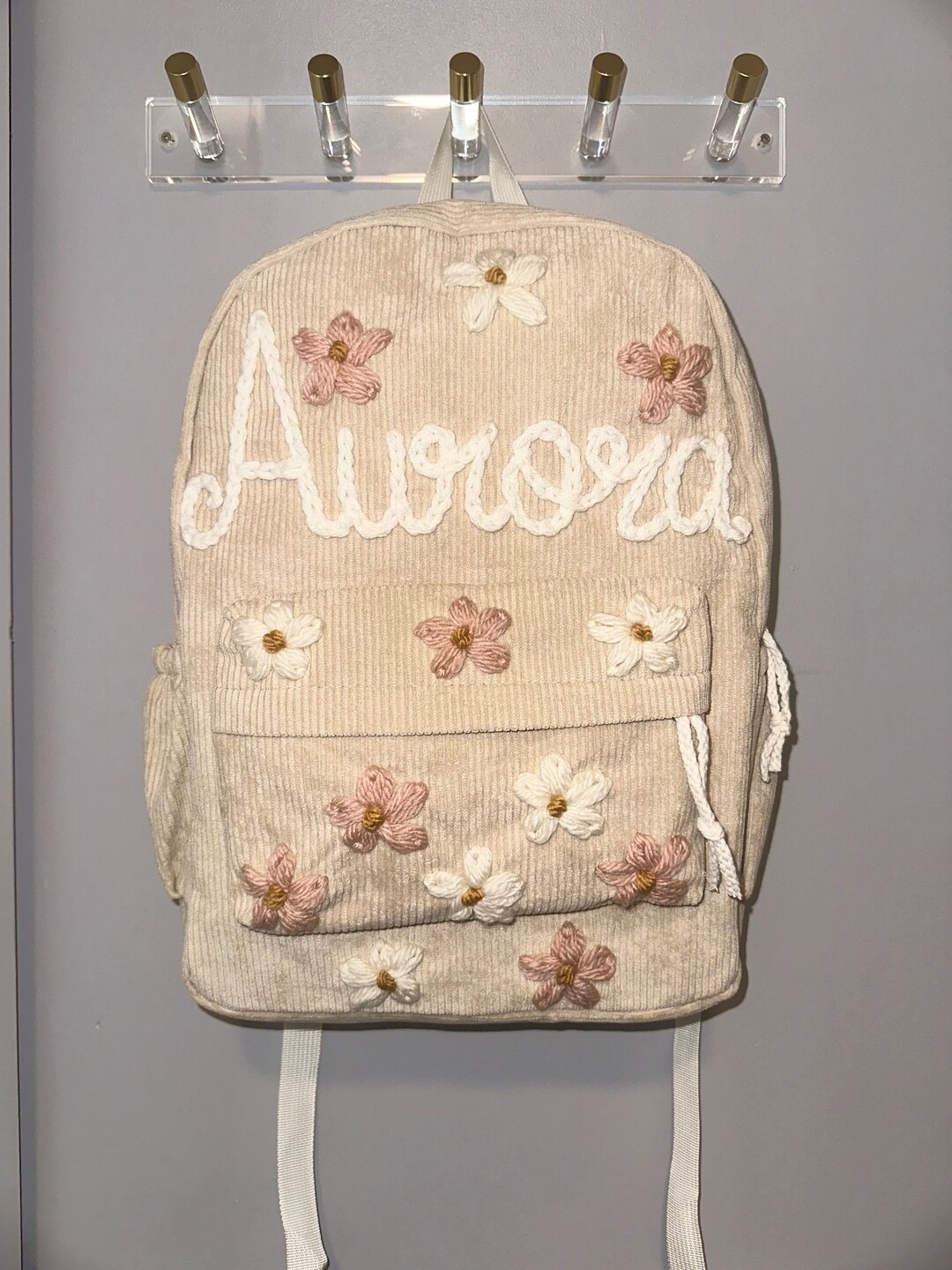 Hand Embroidered Name and Design Backpack - Etsy