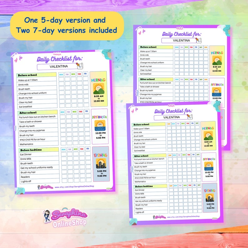 Daily Checklist | Daily Chores List for Ages 6-12 | A4 and US Letter ...