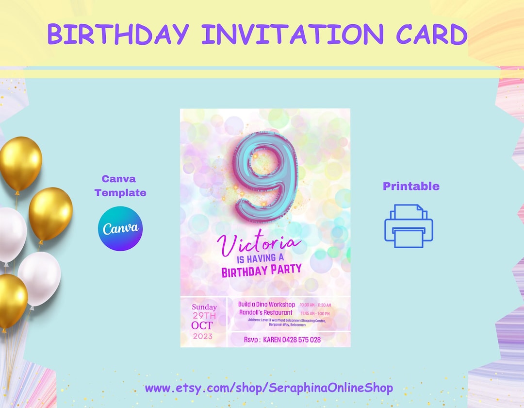 Editable Birthday Invitation, Kid’s Birthday Party, Customized ...