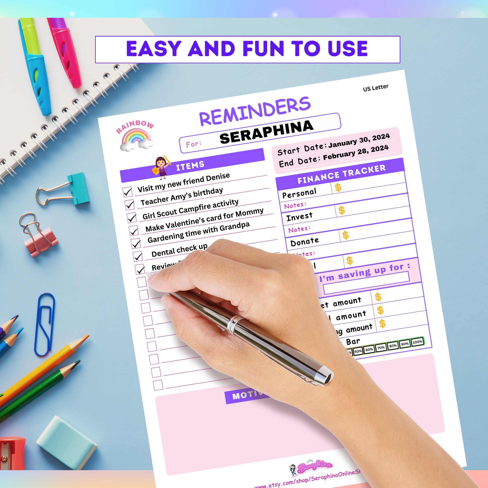 Kids Monthly Calendar, Checklists and Reminders Bundle | Qoutes and ...
