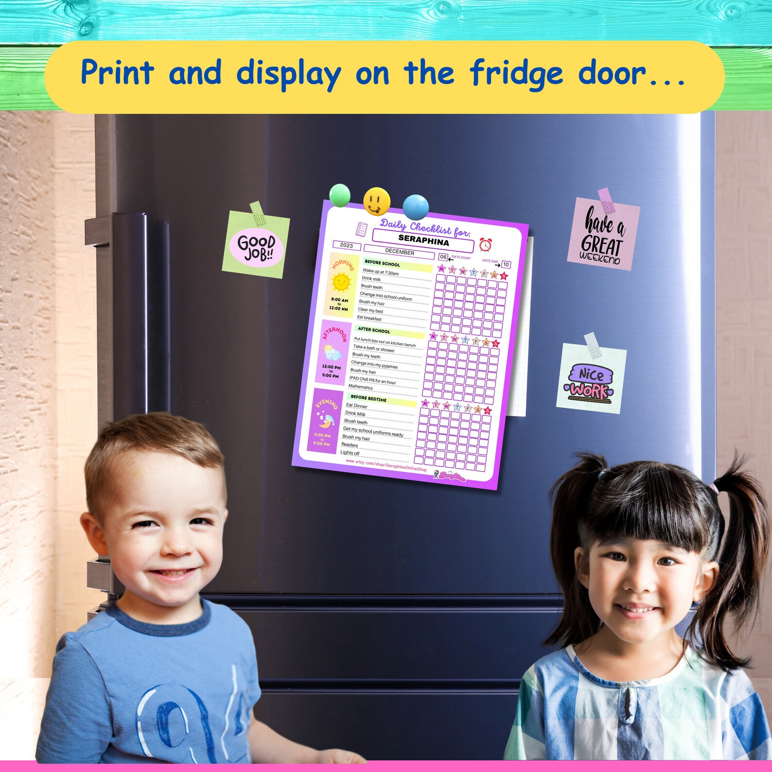 Daily Checklist | Daily Chores List for Ages 6-12 | A4 and US Letter ...