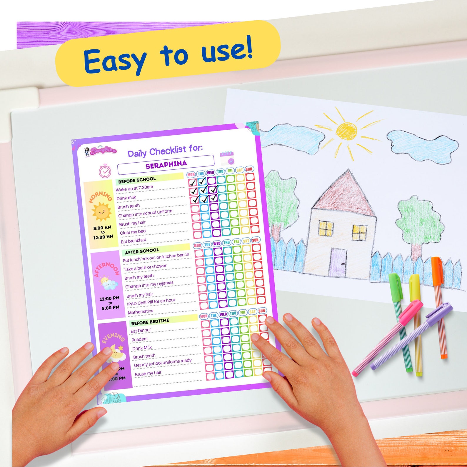 Editable Daily Checklist for Kids | Daily Chores List for Ages 6-12 ...