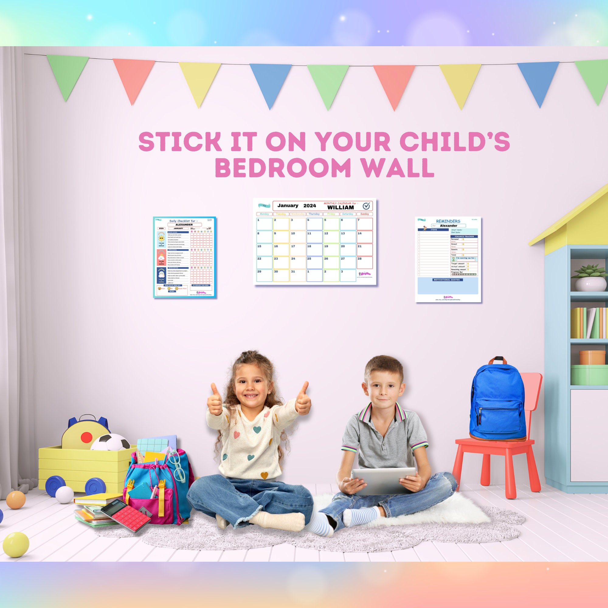 Kids Monthly Calendar, Checklists and Reminders Bundle | Qoutes and ...