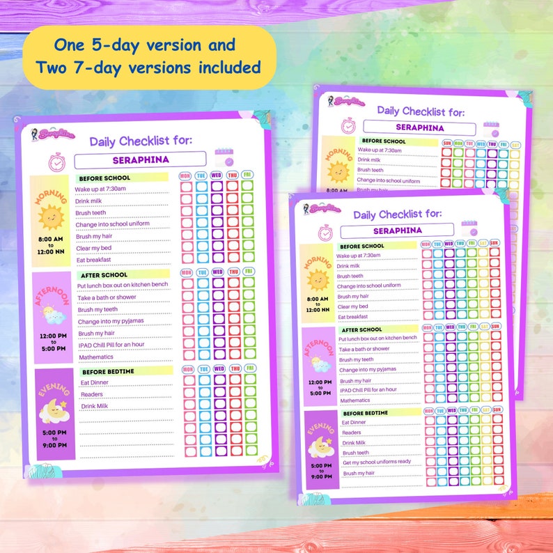 Editable Daily Checklist for Kids | Daily Chores List for Ages 6-12 ...