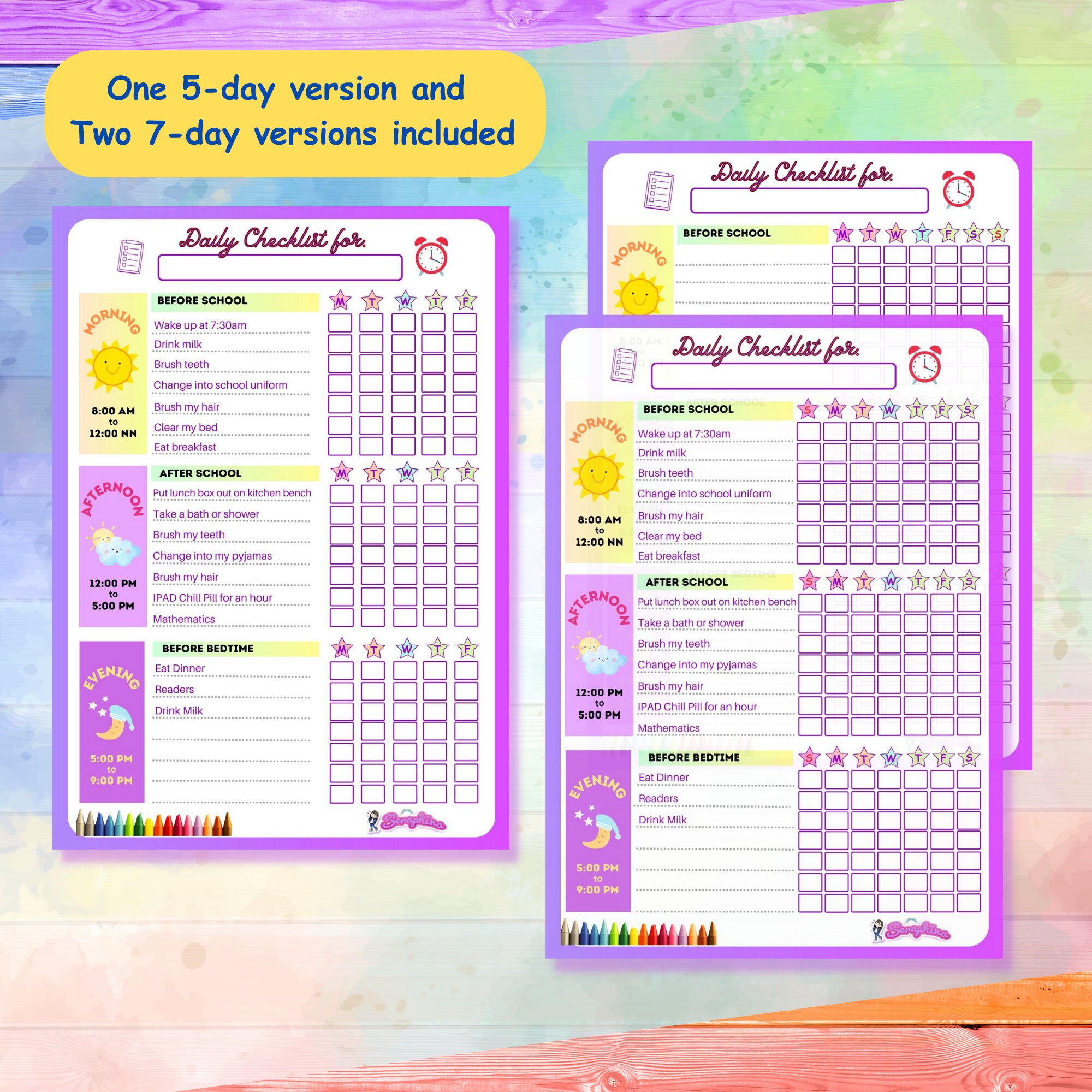 Daily Checklist for Kids | Daily Chores List for Ages 6-12 | A4 and US ...