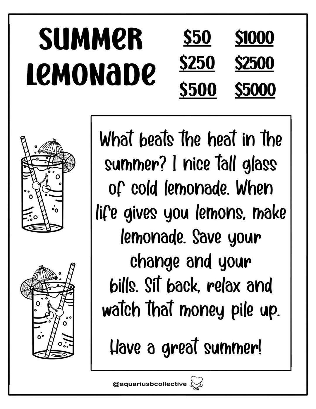 Summer Lemonade Savings Challenge, All Budgets Savings Challenge ...