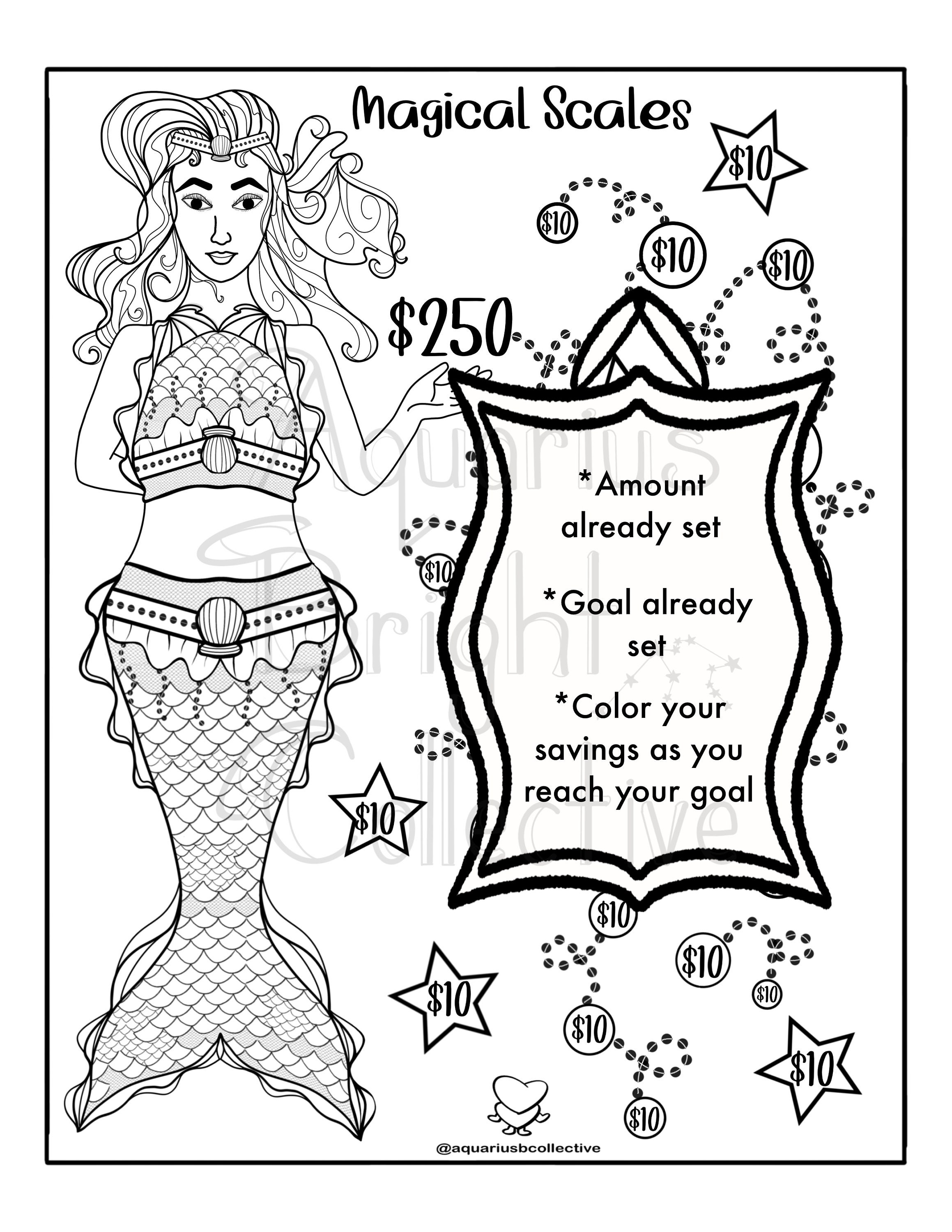 Mermaid Savings Challenge Magical Scales All Budgets Savings - Etsy