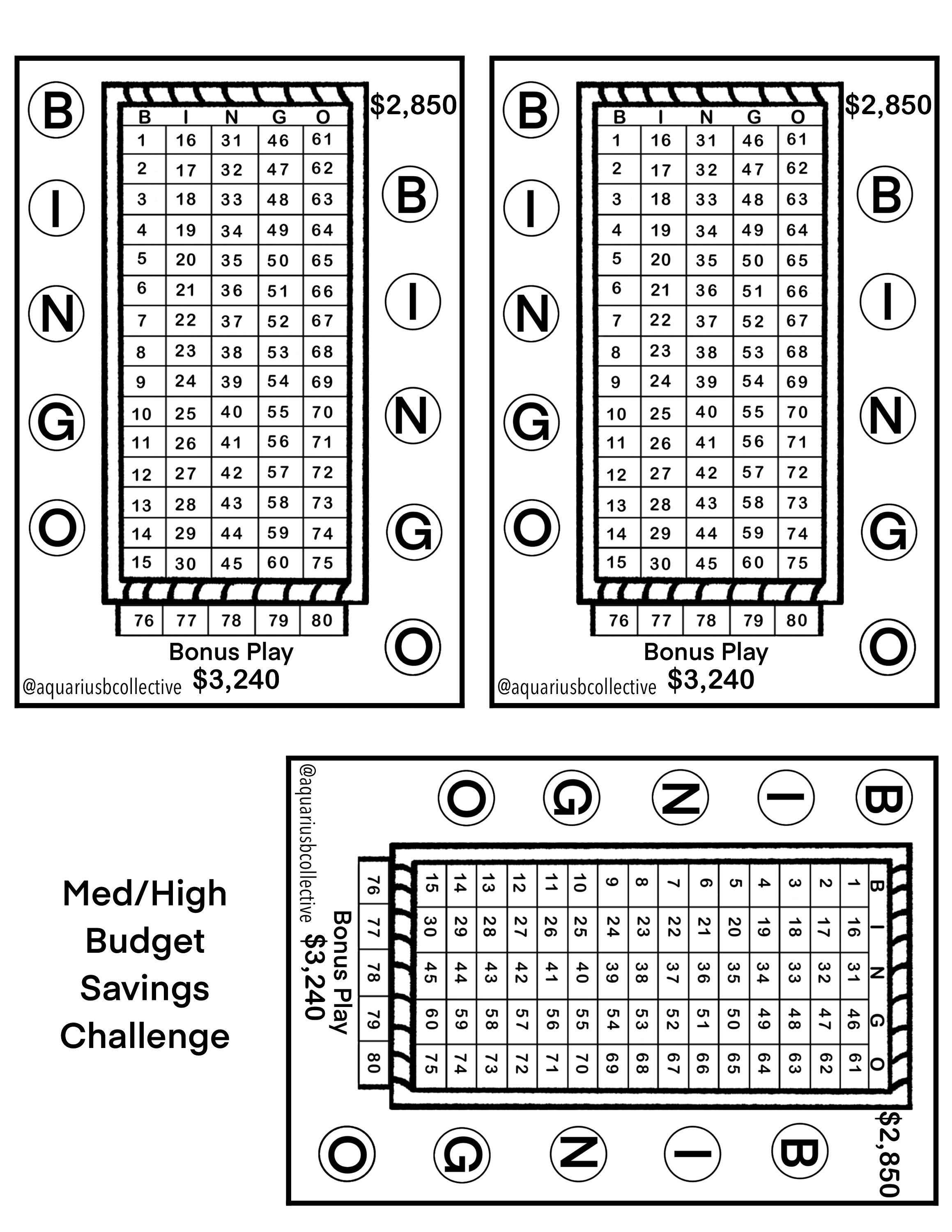 Bingo Bundle Savings Challenge, High Budget Savings Challenge ...