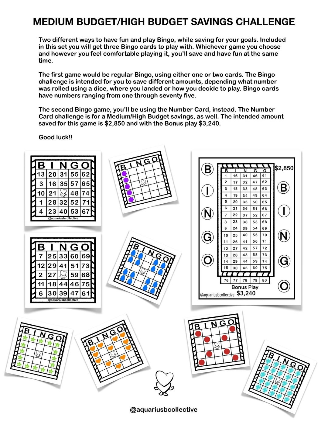 Bingo Bundle Savings Challenge, High Budget Savings Challenge ...