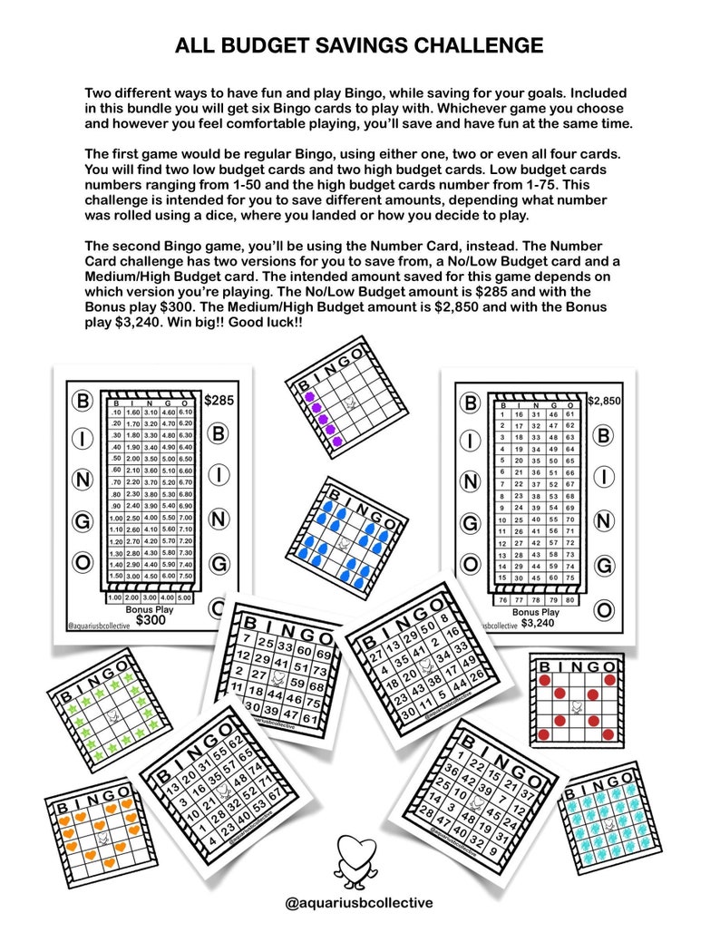 Bingo Bundle Savings Challenge, All Budgets Savings Challenge ...