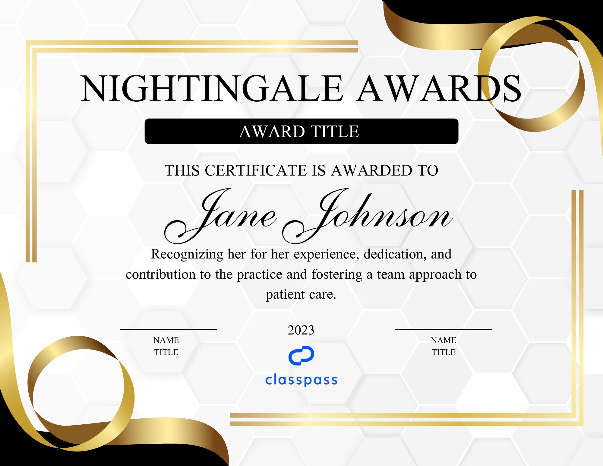 Nursing Award Template Customizable - Etsy